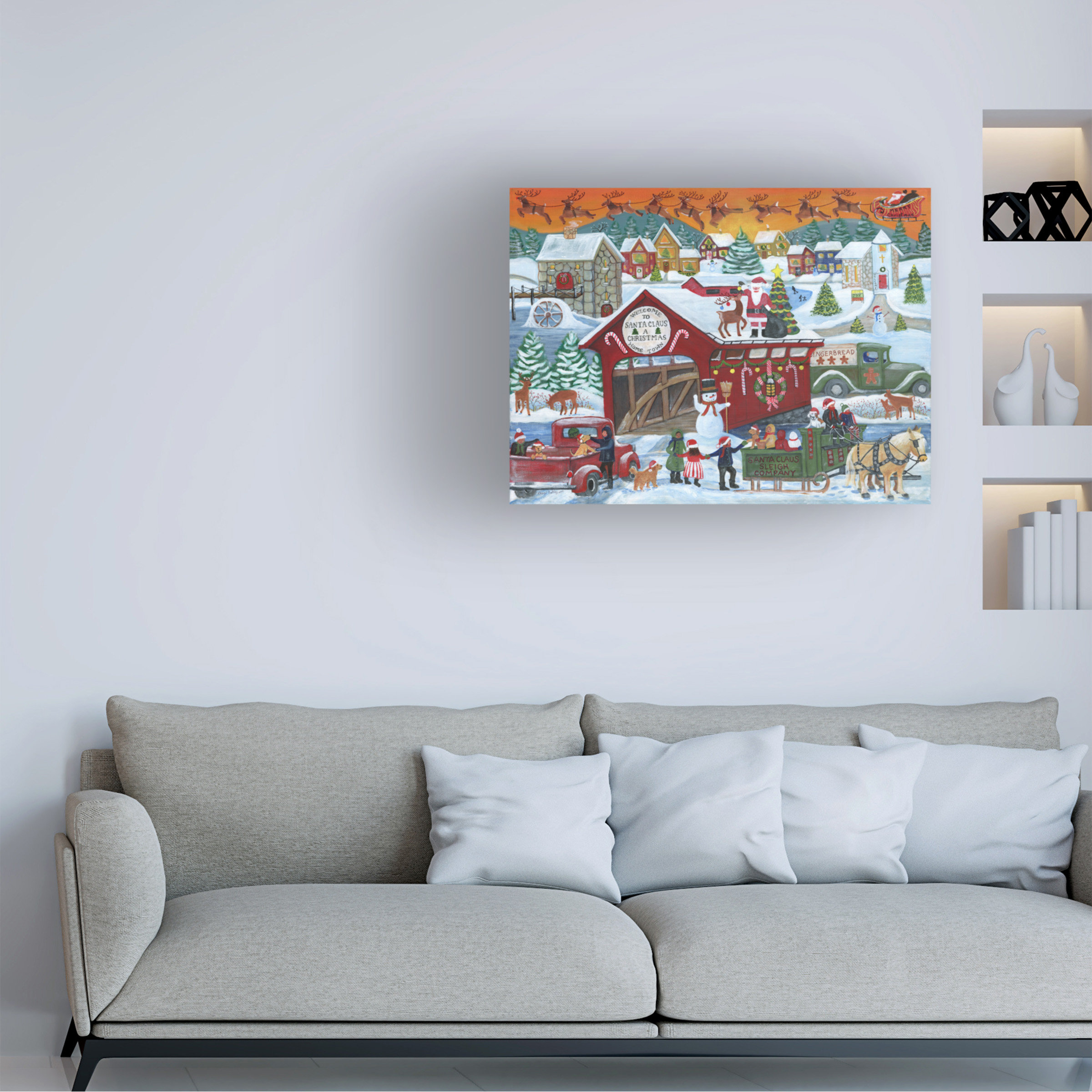 The Holiday Aisle® Cheryl Bartley 'Home Town Santa Claus' Canvas Art - Wayfair Canada